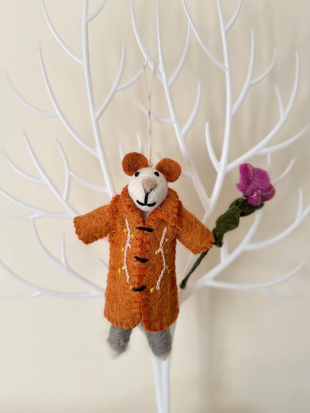 Handmade Felt Mouse Ornament: Fair Trade Wool Christmas Tree Decoration ...
