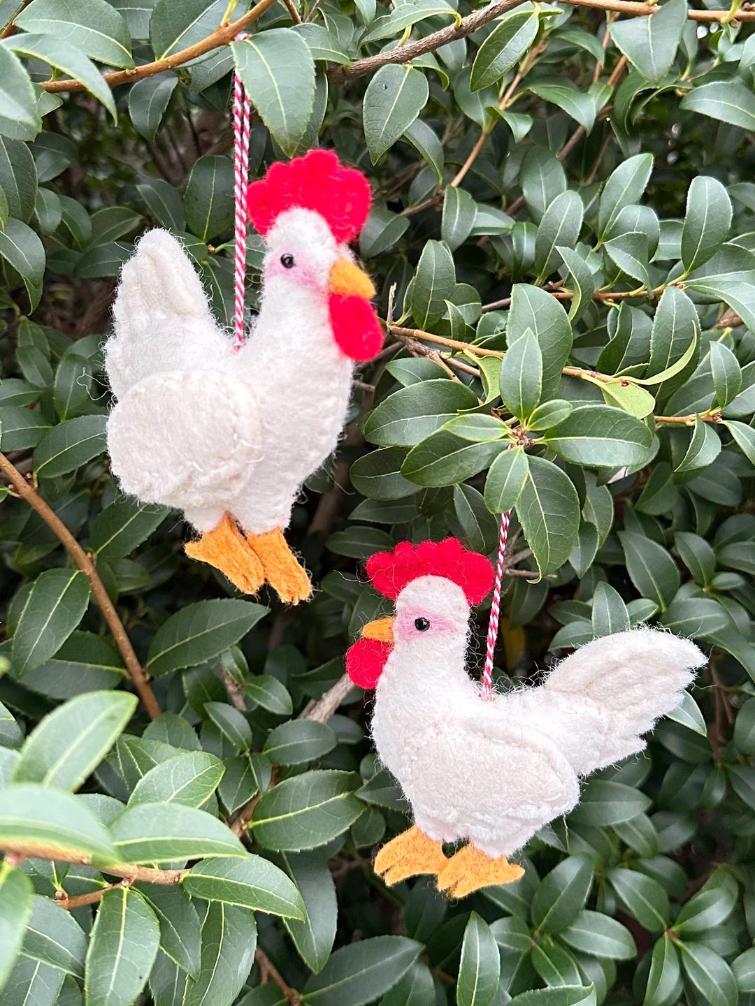 Needle Felted Hen | Felt White Hen Ornament | Handmade Felt White Hen ...