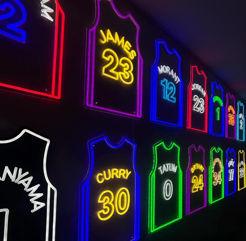 Custom Basketball Jersey Neon Sign,basketball Room Decor, LED Lights ...