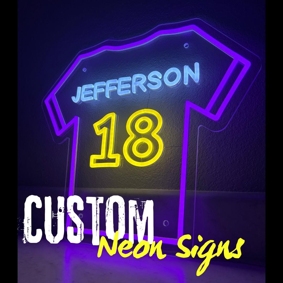 Custom Football Jersey Neon Sign,football Room Decor,led Lights ...