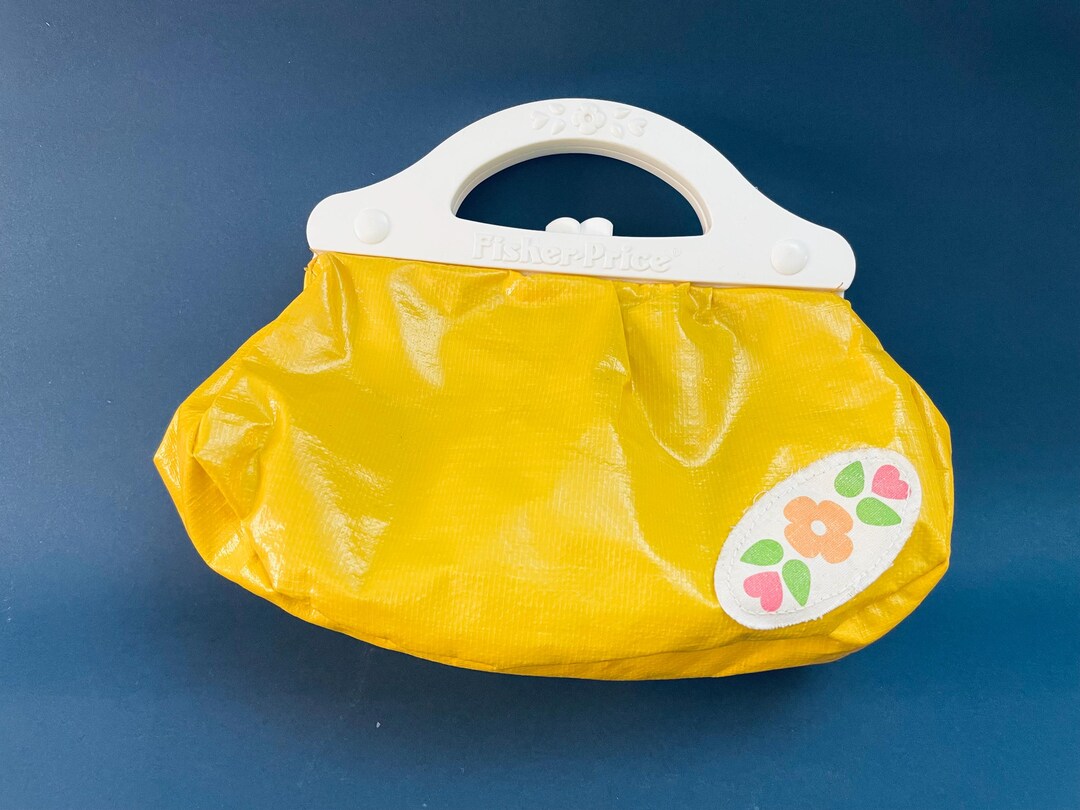 Vintage 1980s Fisher-price Yellow Vinyl Purse With Fabric Flower Patch ...