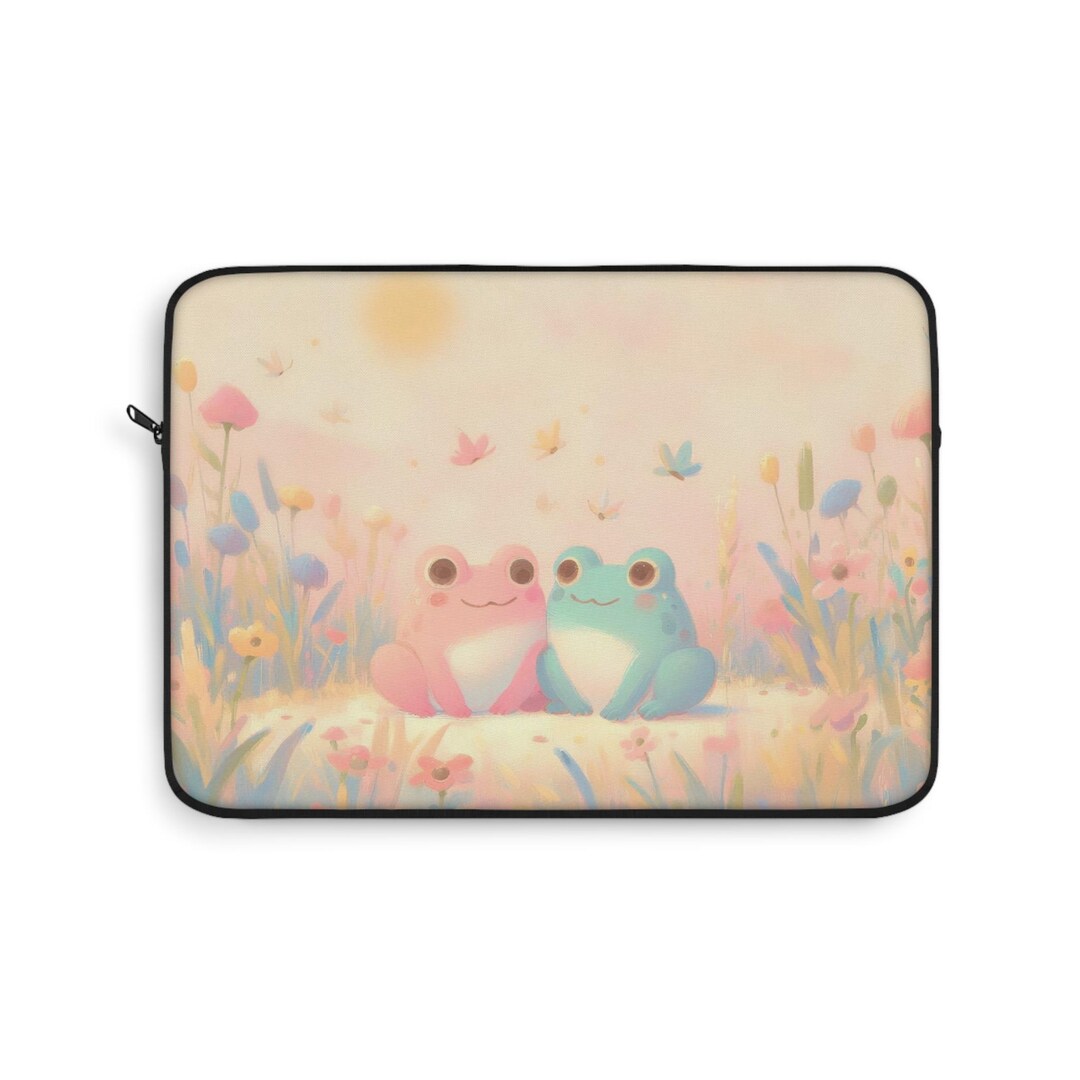 Cute Frog Laptop Sleeve, Personalized Tech Case, Spring Gift for ...