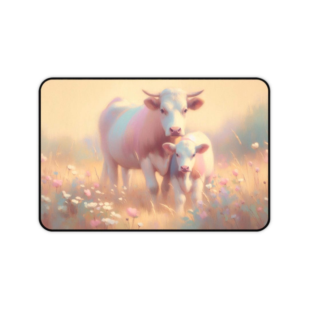 Cow Desk Mat, Vintage Cow Art Mat, Cow Lover Gift, Office Decor ...