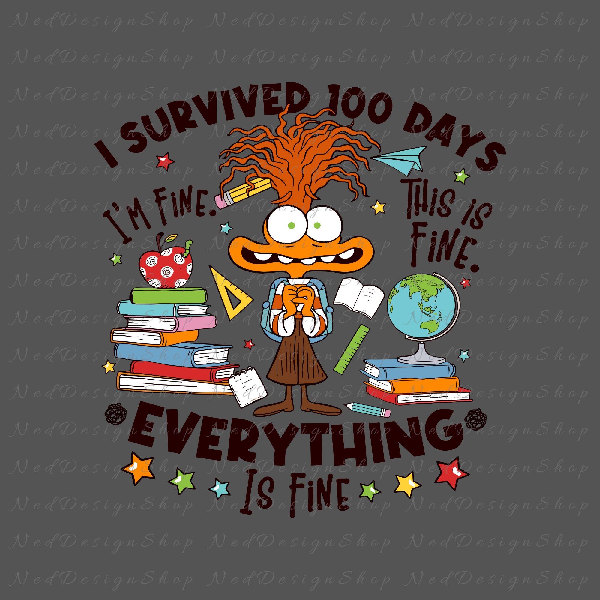 I Survived 100 Days of School Png, Cartoon School Png, 100 Days of ...