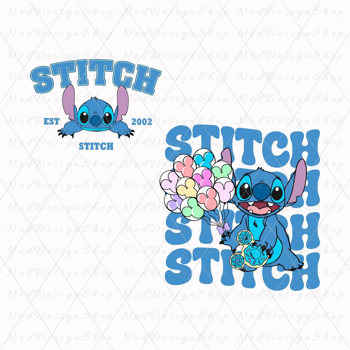 Retro Stitch Png, Stitch Est 2002 Png, Stitch Balloons Png, Stitch ...