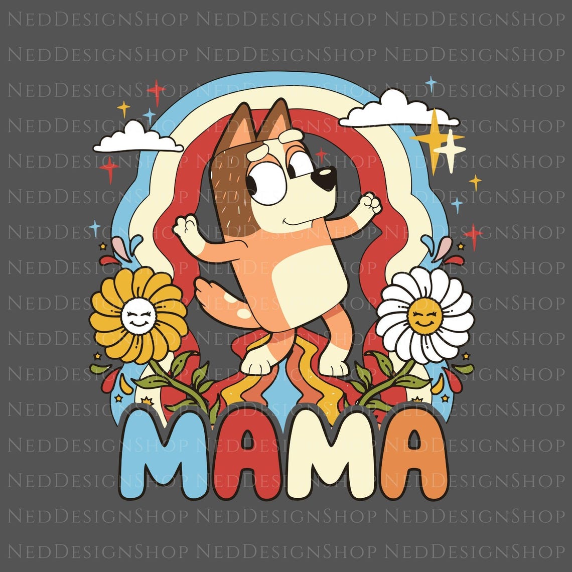Bluey Mama Svg Png, Bluey Mama Svg, Bluey Floral Png, Bluey Mother Png ...