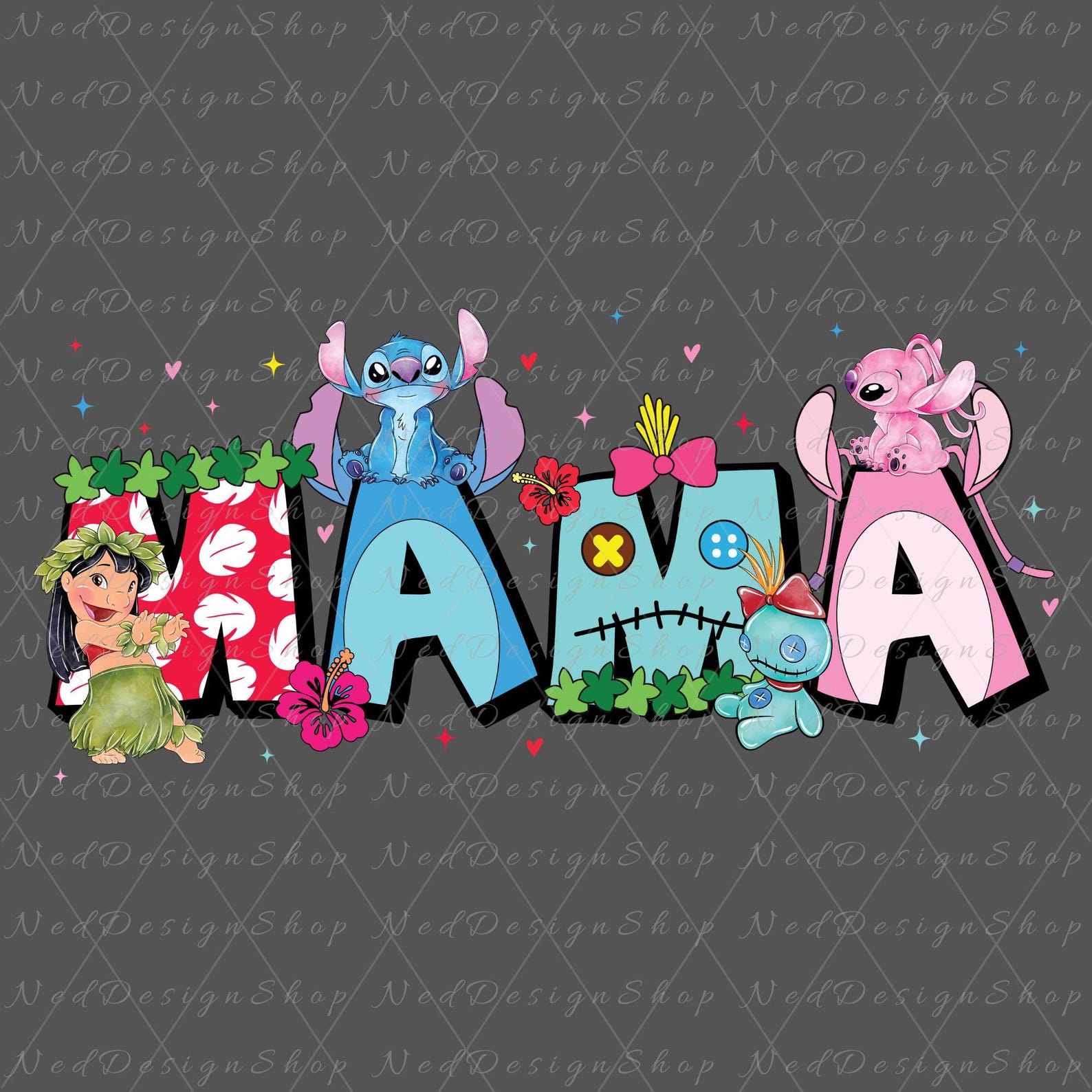 Stitch Mama Png, Mama Cartoon Movie Png, Family Vacation Png, Retro ...