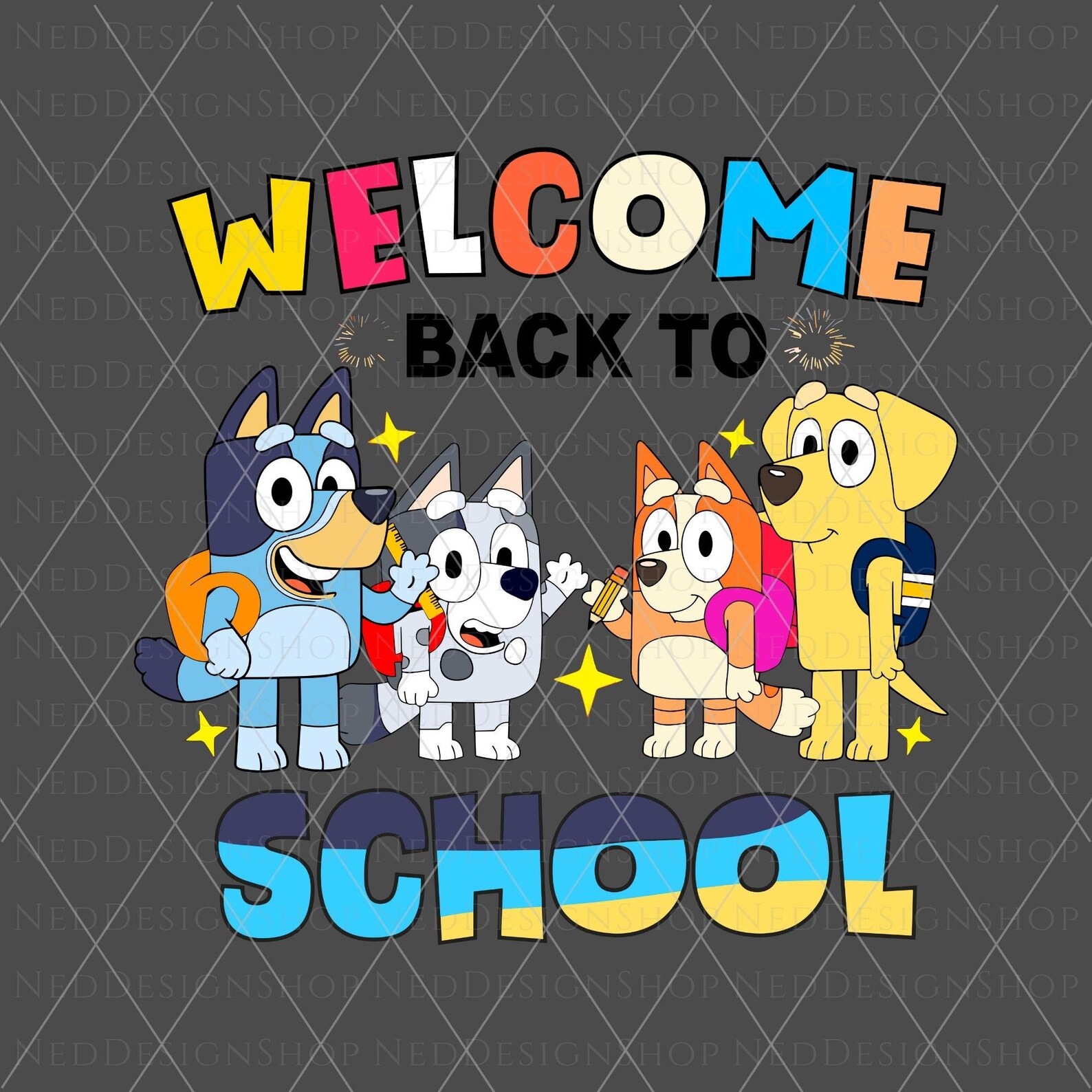Bluey Back to School Png, Bluey First Day of School Png, Bluey School ...