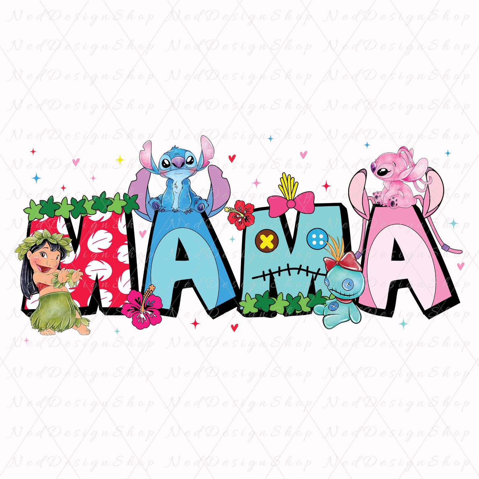 Stitch Mama Png, Mama Cartoon Movie Png, Family Vacation Png, Retro ...