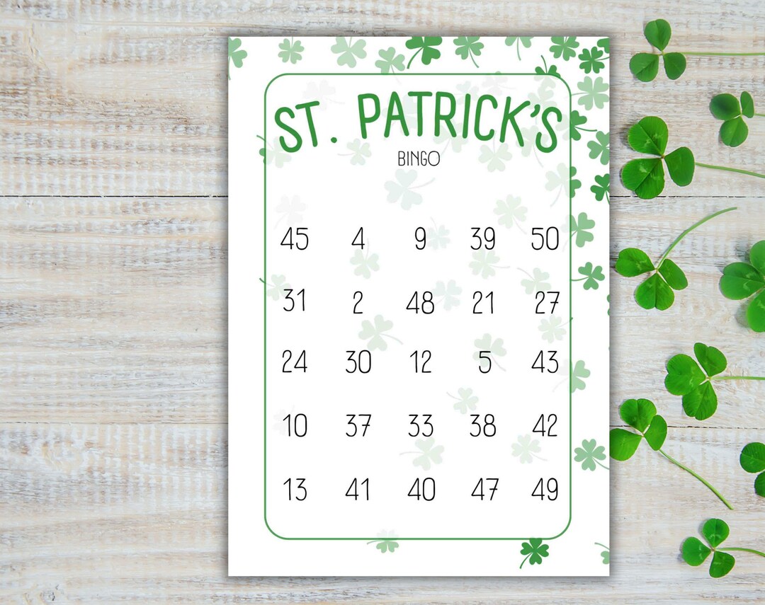 St. Patrick's Day Bingo, 50 St. Patrick's Day Bingo Cards, St. Patrick ...