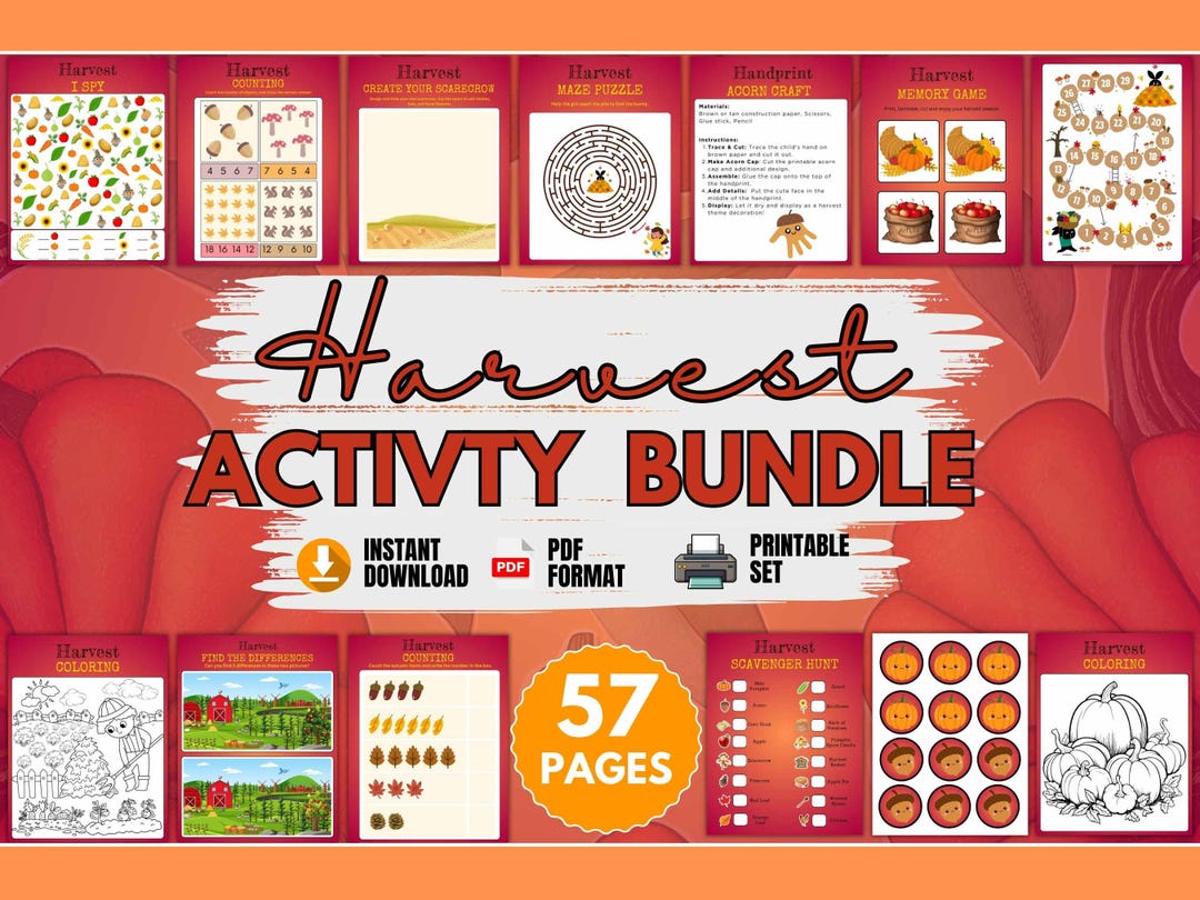 Harvest Games Printable Bundle Harvest Kids Crafts Harvest Coloring ...