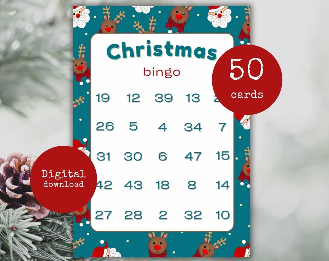 Christmas Bingo Game, 50 Unique Cards (digital Download) - Etsy