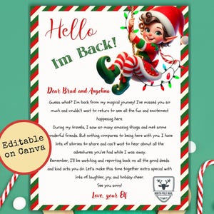 Editable Elf Arrival Letter Return Letter Christmas Elf I'm Back Elf ...