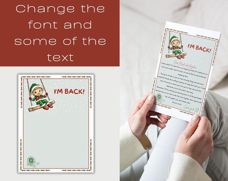 Editable Elf Arrival Letter Return Letter Christmas Elf I'm Back Elf ...