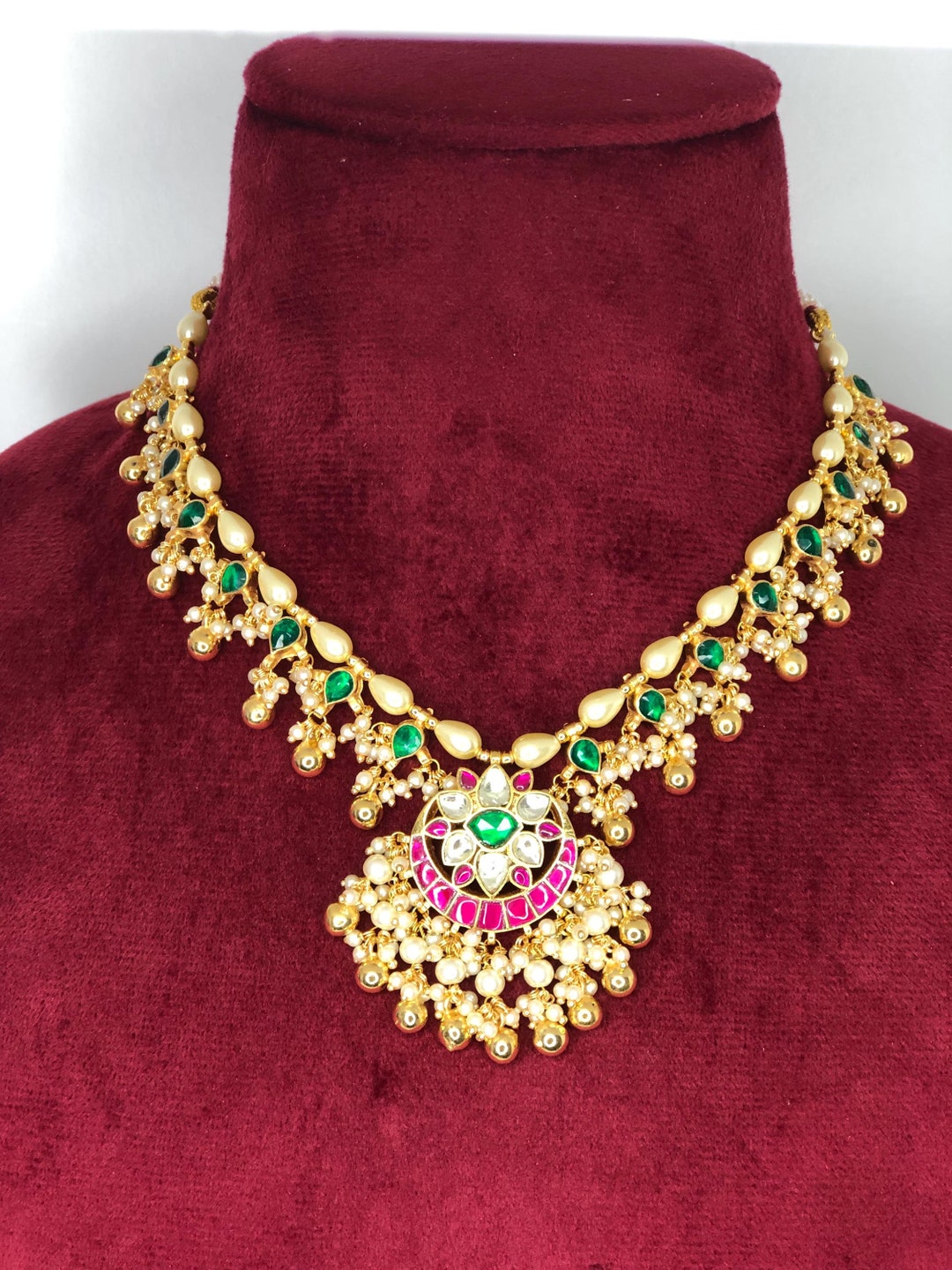 Premium Quality Gold Plated Pachi Kundan Necklace Set/ Next to Real - Etsy