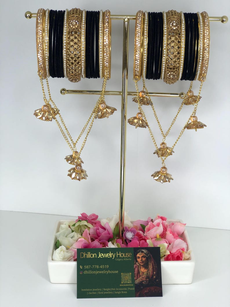 Black Bangles Double Set- Indian Bangles- Perfect for Gifting and Wear ...