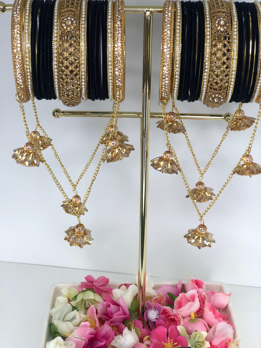 Black Bangles Double Set- Indian Bangles- Perfect for Gifting and Wear ...