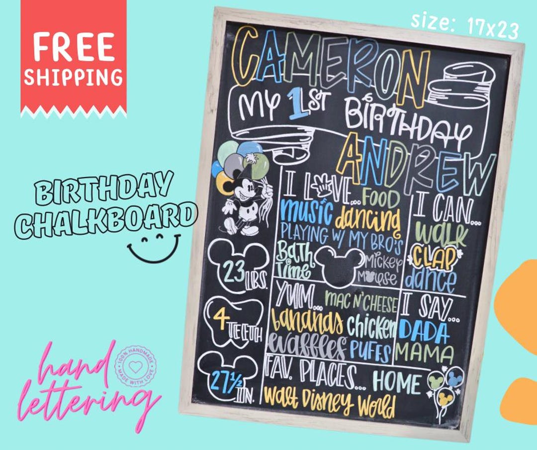 Mickey Inspired Birthday Milestone Chalkboard, Birthday Sign ...