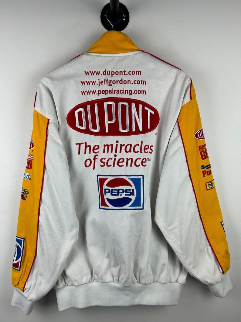 Vintage Chase Nascar Jeff Gordon Dupont Pepsi White Racing Jacket Size ...