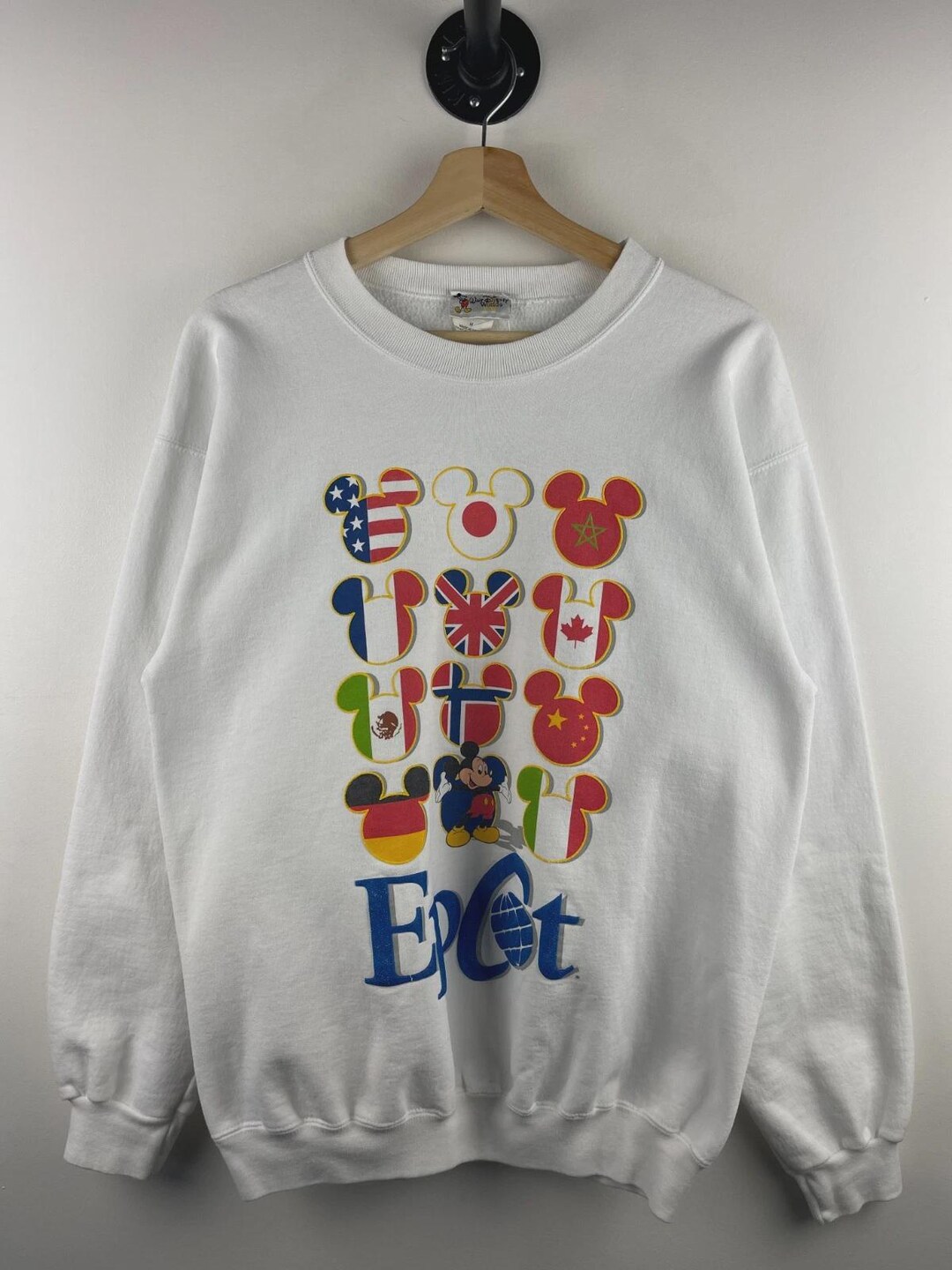 Vintage 90s Disney Epcot Mickey Mouse Flags White Crewneck Size M - Etsy