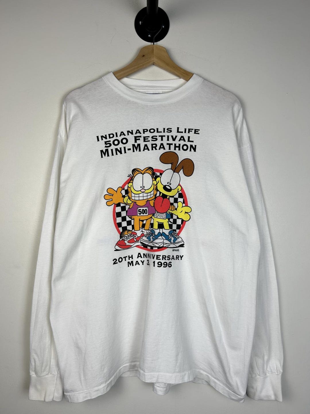 Vintage 90's Garfield Marathon White Long Sleeve Size XL - Etsy