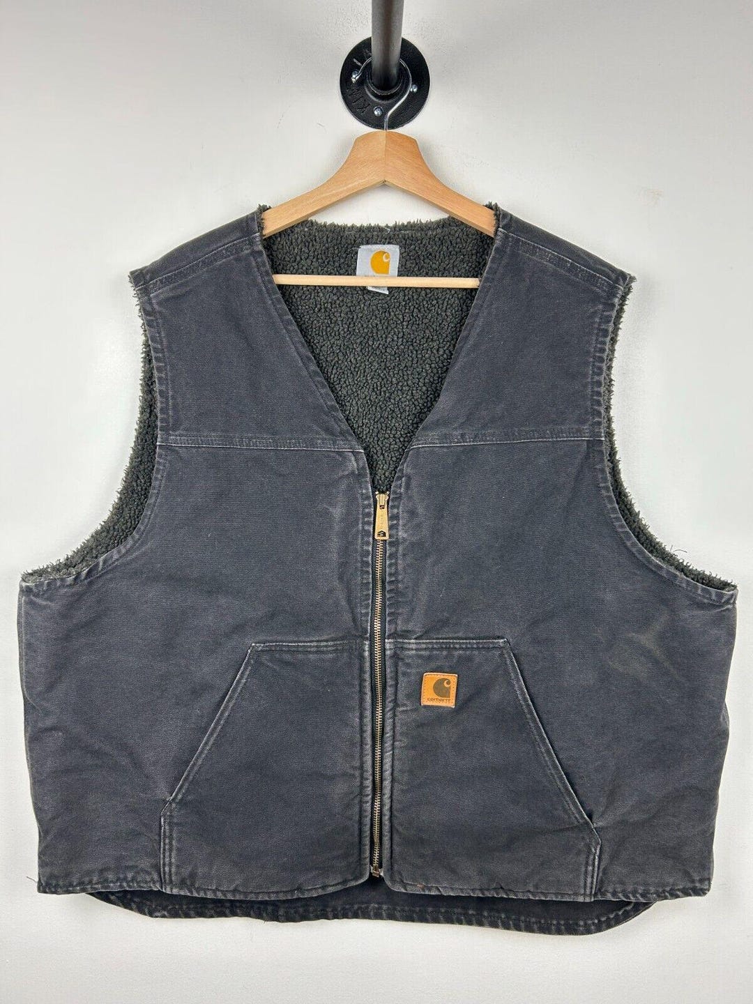 Vintage Carhartt Sherpa Lined Black Workwear Vest V26 BLK Size XXL - Etsy