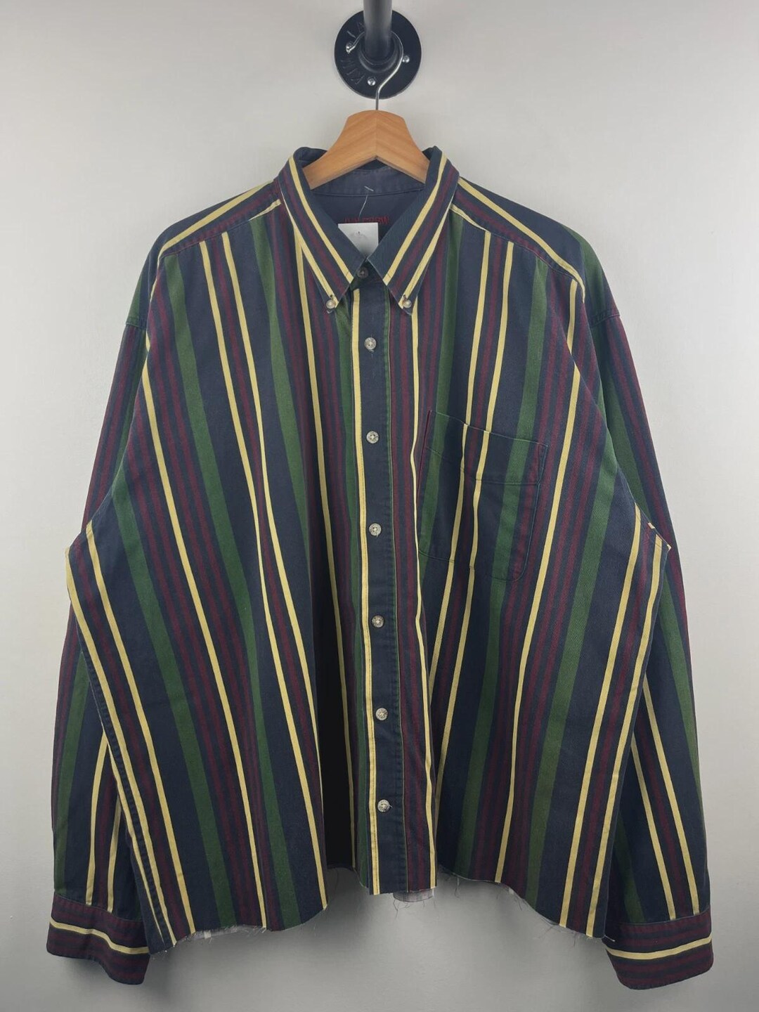 Vintage Ivy Crew Striped Multi Colour Cropped Long Sleeve Button up ...