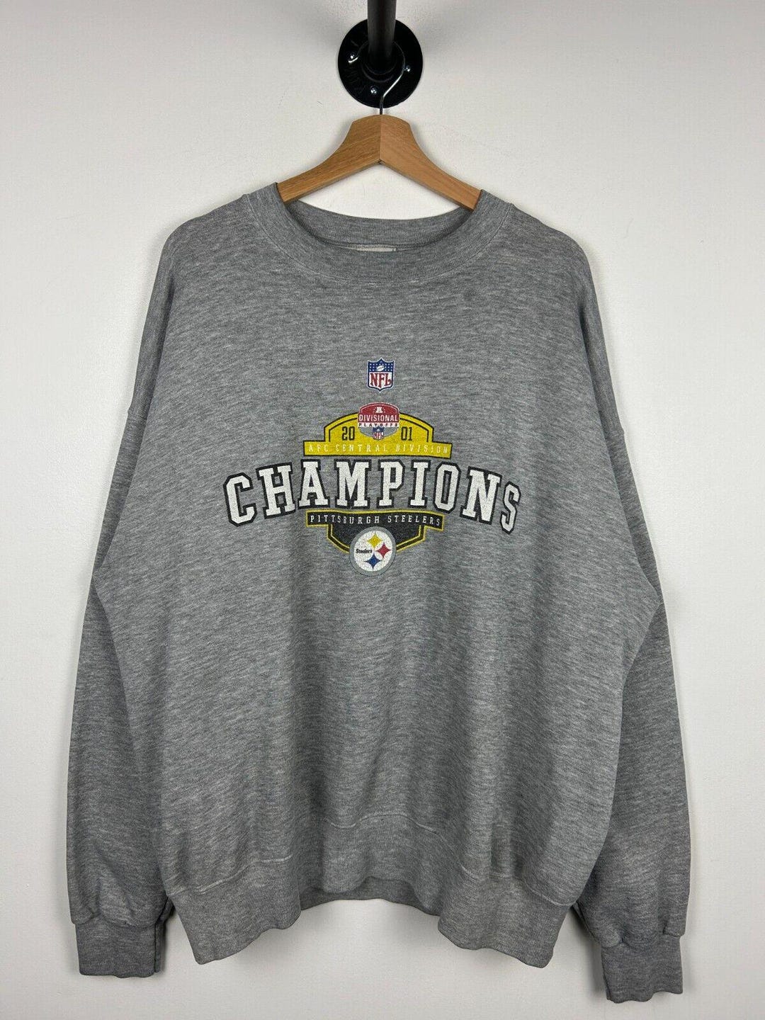 Vintage NFL Lee Sport Pittsburgh Steelers Champions Grey Crewneck Size ...