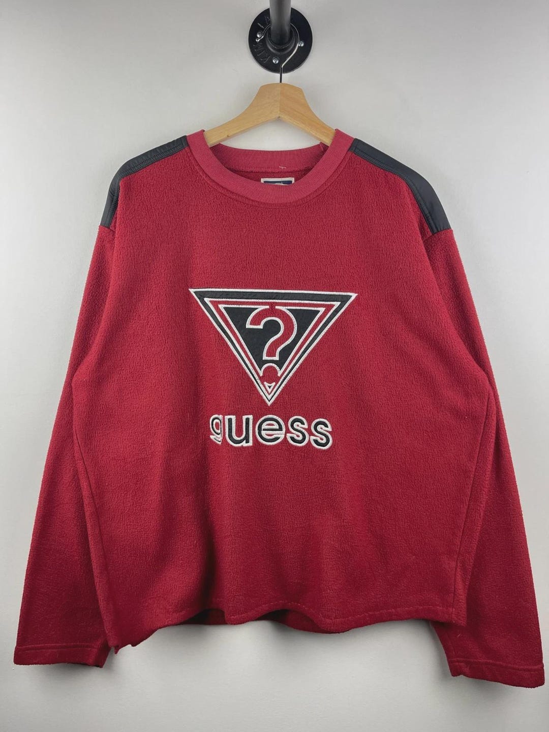 Vintage Guess Question Mark Red Fleece Crewneck Size M - Etsy