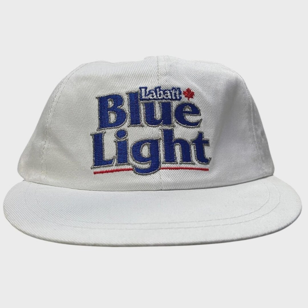 Vintage 90s Labatt Blue Light Beer White Leather Strapback Hat - Etsy