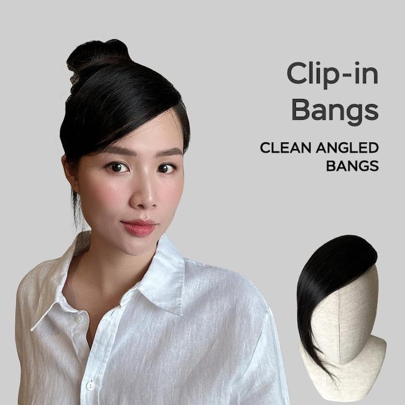 Handmade Clip in Bangs Extensions, Clean Angled Side Bangs, Real Human ...