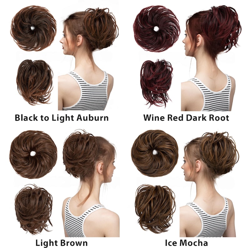 Messy Ponytail Bun Hair Piece, Instant High Updo Extension, Tousled ...