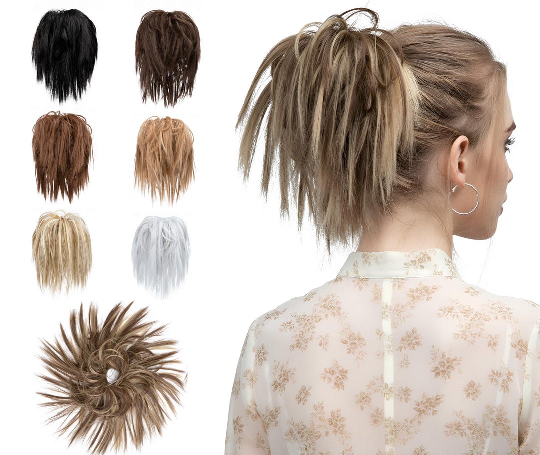 Messy Bun Hair Extension for Women, Fluffy Hair Loop Donut Scrunchie ...