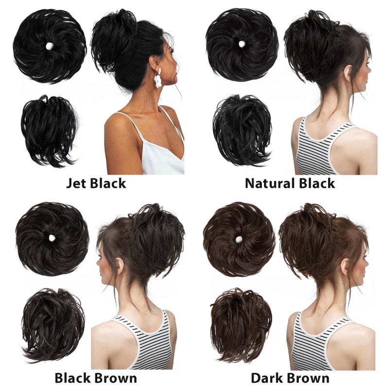 Messy Ponytail Bun Hair Piece, Instant High Updo Extension, Tousled ...