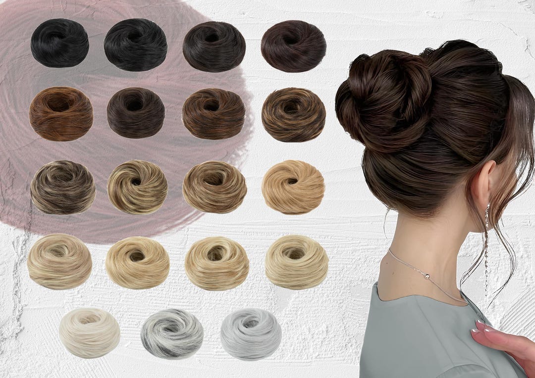 Synthetic Hair Bun Extension - Elastic Straight Hair Scrunchie Chignon ...