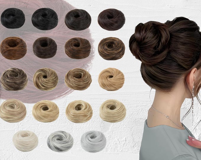 Human Hair Buns Chignon Ponytail Hairpiece Updo Donut Real Hair ...
