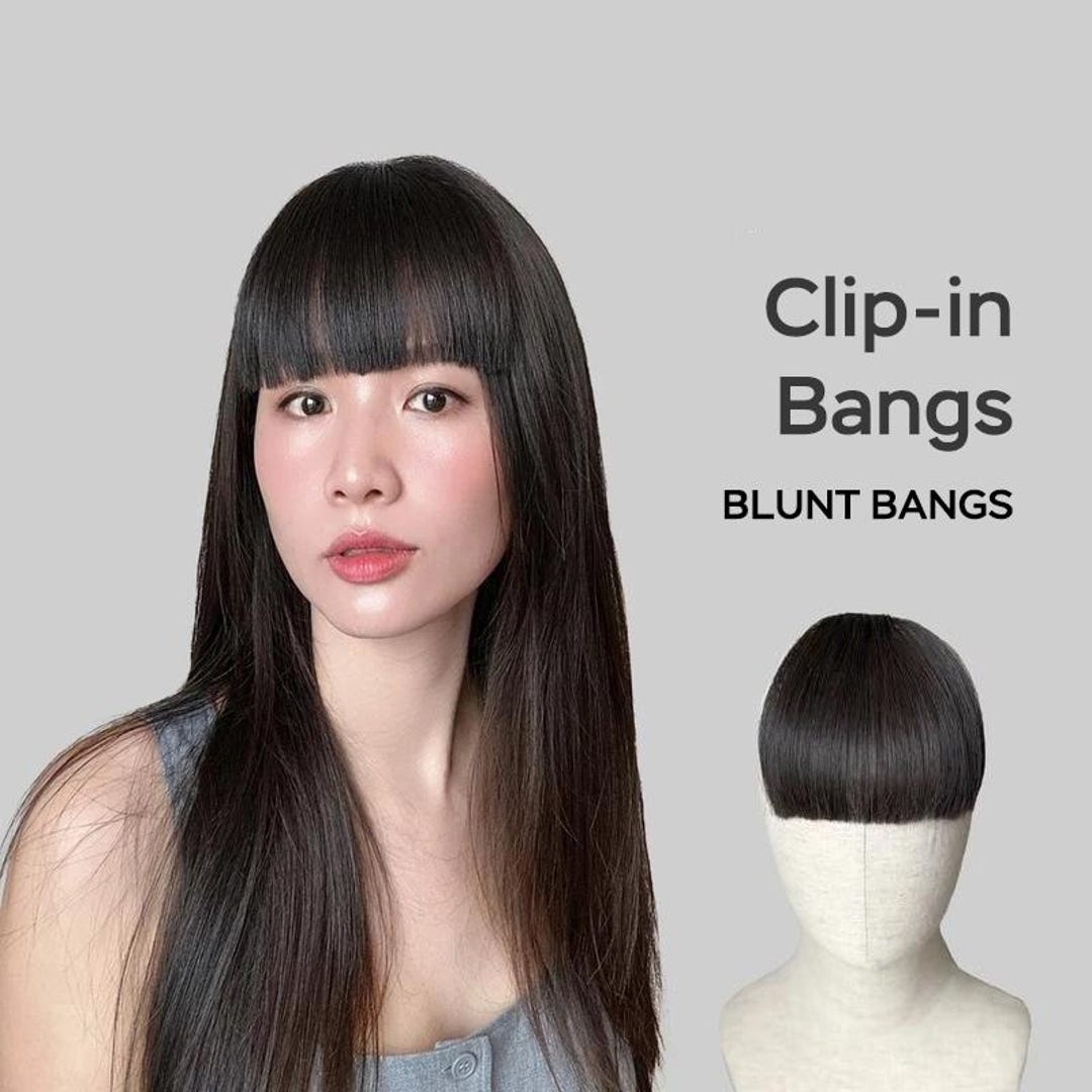 Handmade Clip in Bangs Extensions, Blunt Bangs, Real Human Hair, Hand ...