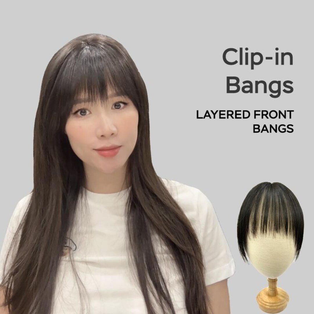 Handmade Clip in Bangs Extensions, Layered Front Bangs, Real Human Hair ...