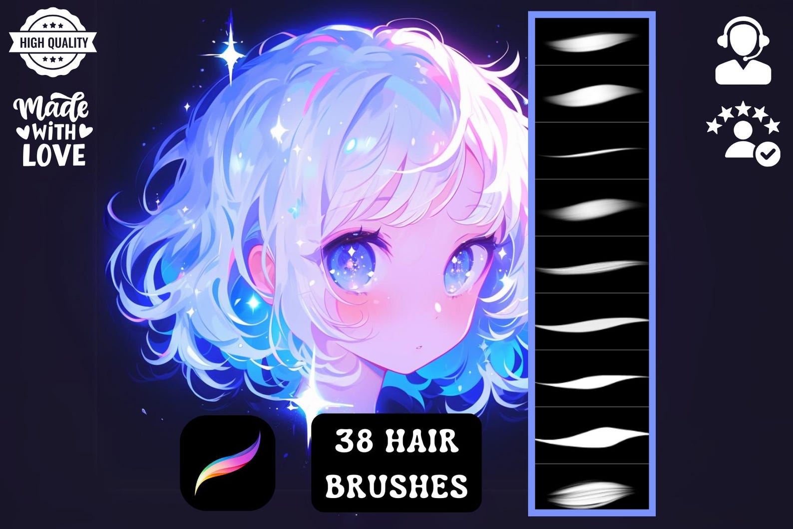 Procreate Brushes: Hair Mastery Pack, Versatile Brushes for Any Art ...