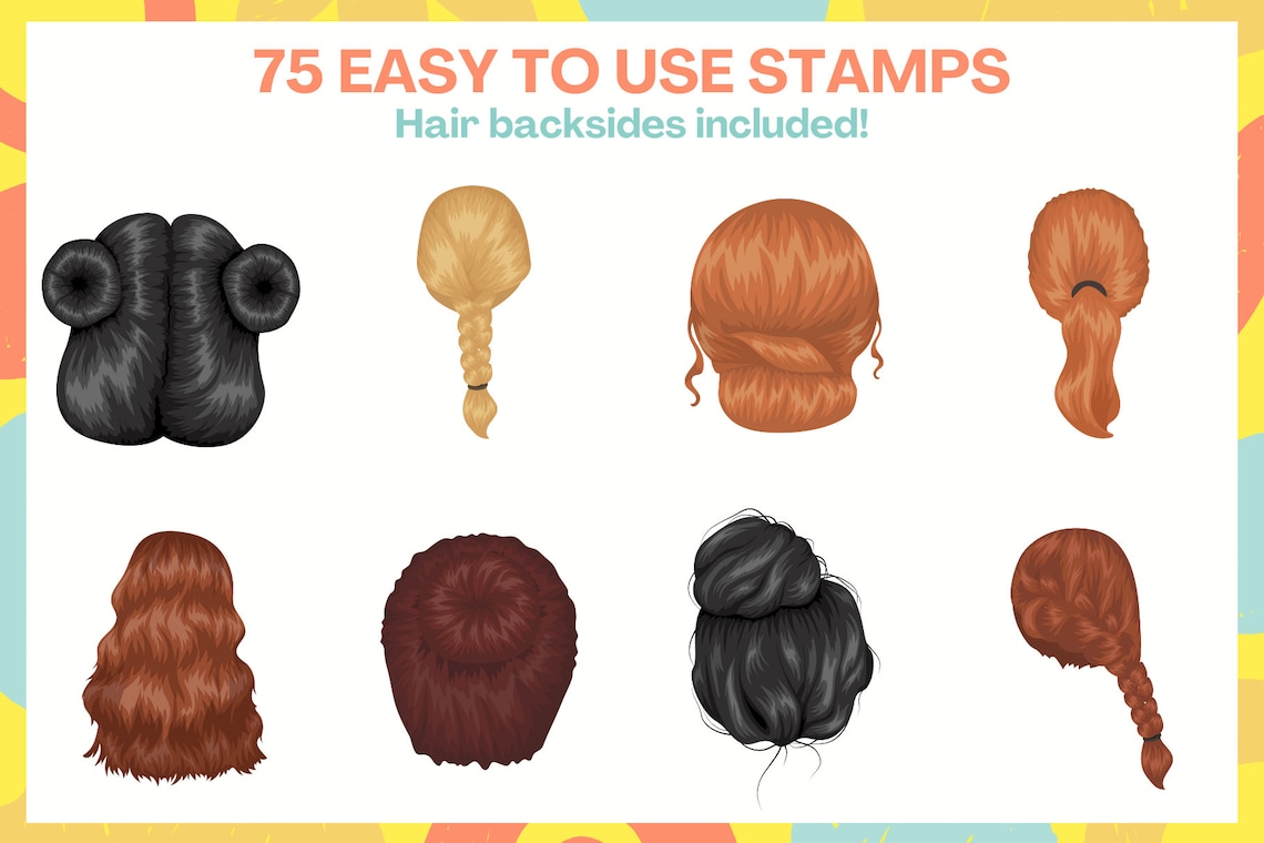 Procreate Stamps: Hair Mastery Collection, 75 Male and Female Hair ...