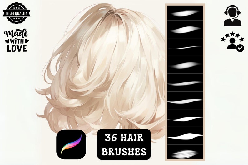 Procreate Brushes: Hair Mastery Pack, Versatile Brushes for Any Art ...