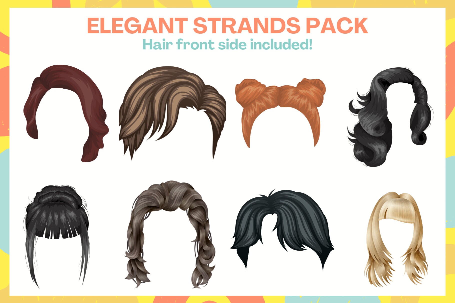 Procreate Stamps: Hair Mastery Collection, 75 Male and Female Hair ...