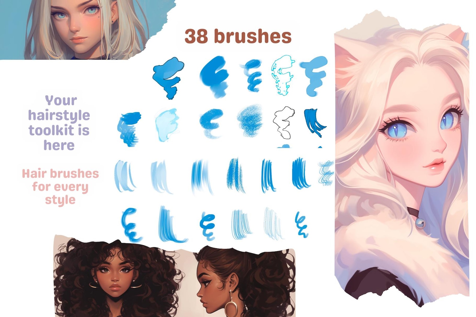 Procreate Brushes: Hair Mastery Pack, Versatile Brushes for Any Art ...