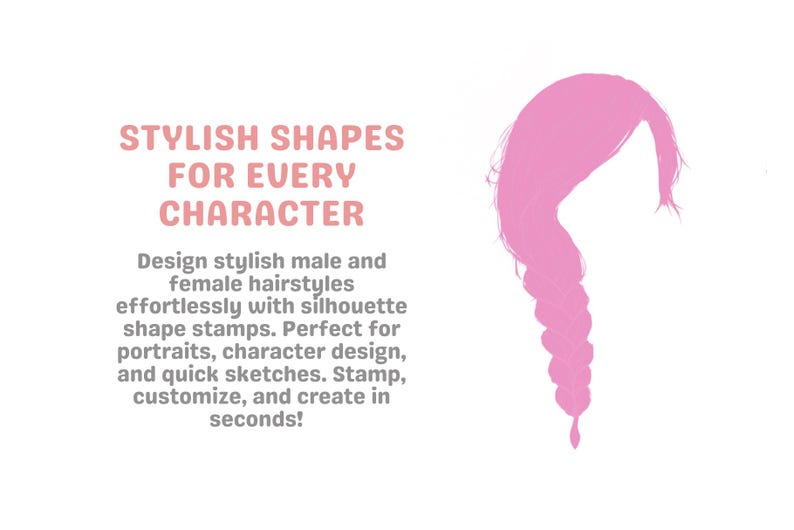 Procreate Stamps: Hair Mastery Collection, 73 Male and Female Hair ...
