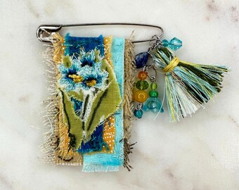 Upcycled Fabric Brooch Hand-embroidered Good Luck Charm - Etsy