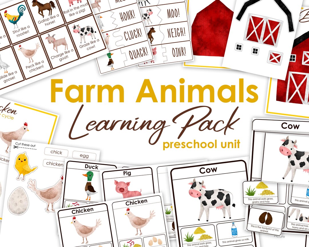 Farm Animals Learning Pack | Three Part Cards | Flash Cards for Kids ...