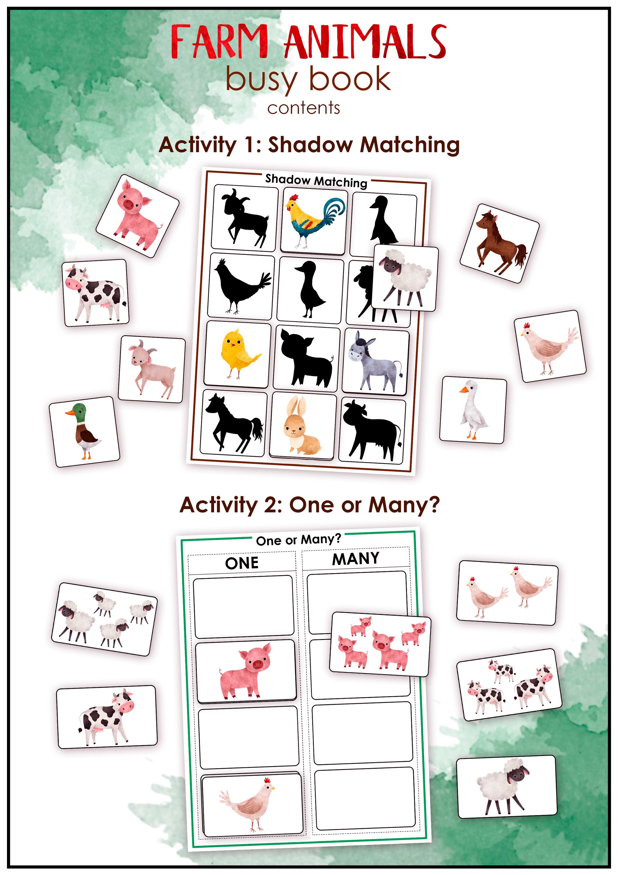 Farm Animals Busy Book | Printable Kindergarten Binder for Toddlers ...