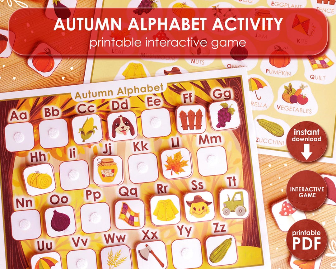 Fall Alphabet Beginning Sounds Preschool Homeschool Printable Activity ...