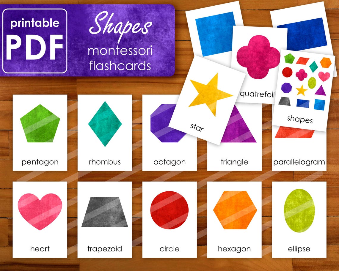 Shapes Flashcards | Montessori Nomenclature Cards | Three Part Cards ...