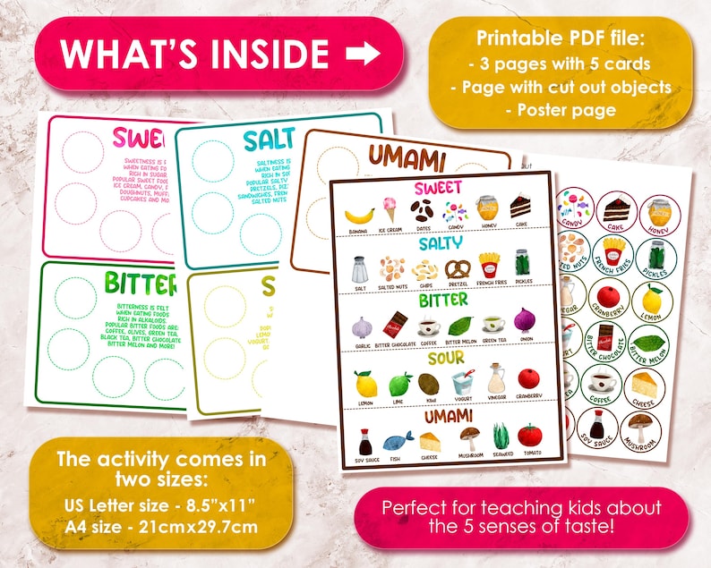 5 Senses of Taste Sorting Activity | Homeschool Printable Worksheet ...